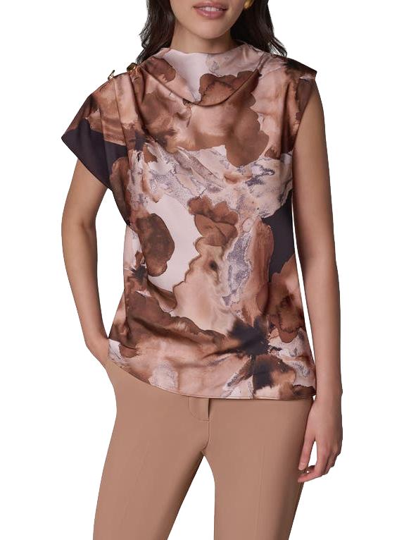 DONNA KARAN NEW YORK Donna Karan New York Printed High Neck Sleeveless Top